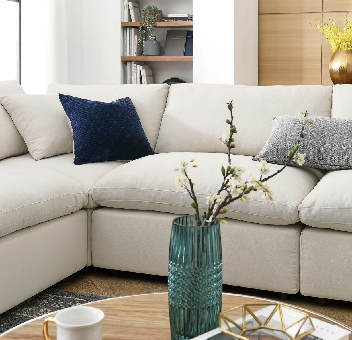 Plush Oversized Modular Sectional Sofa Beige Interior Motives by Will Smith LLC